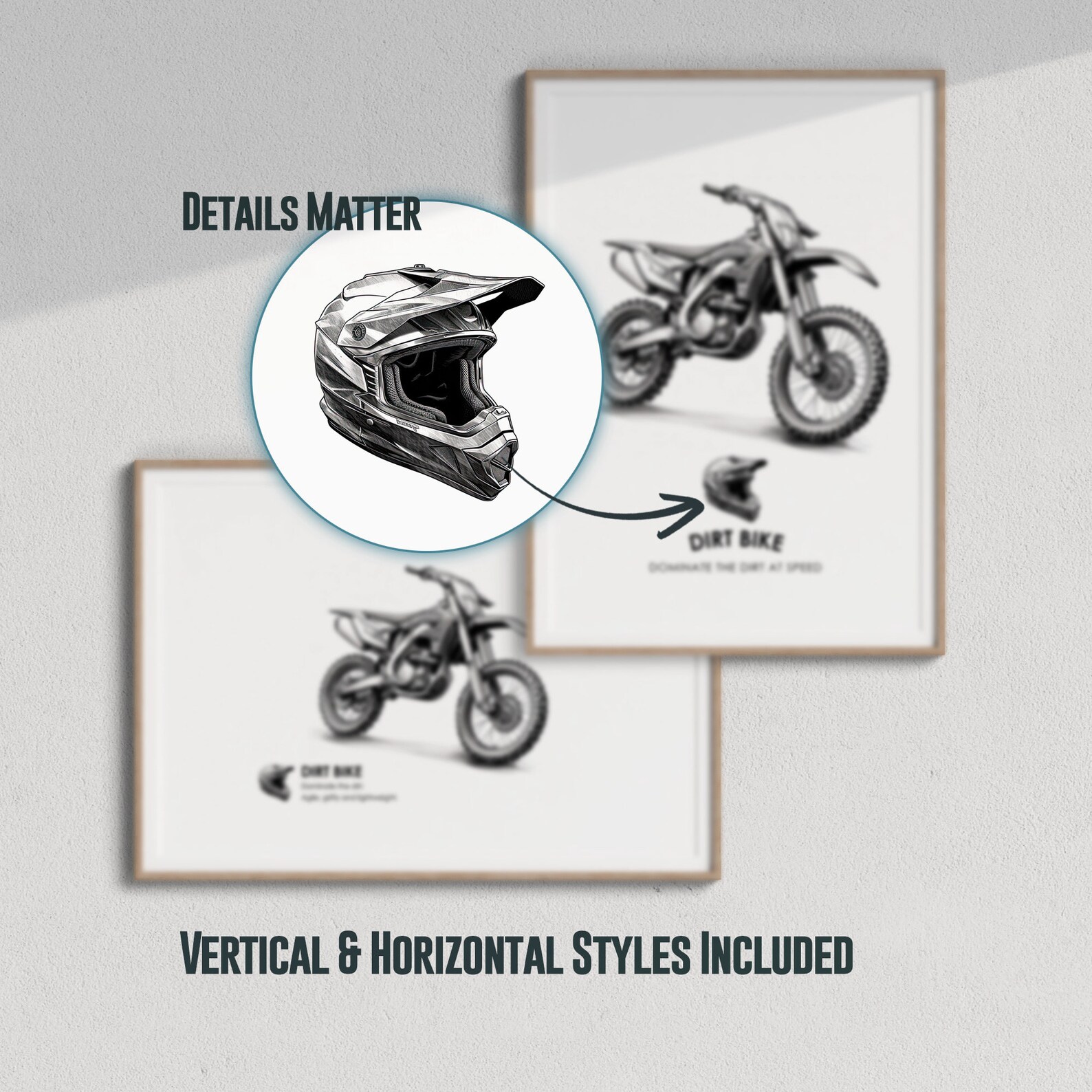 Motorcycle Wall Art | Dirt Bike Print, Motorcycle Decor, Garage Art ...