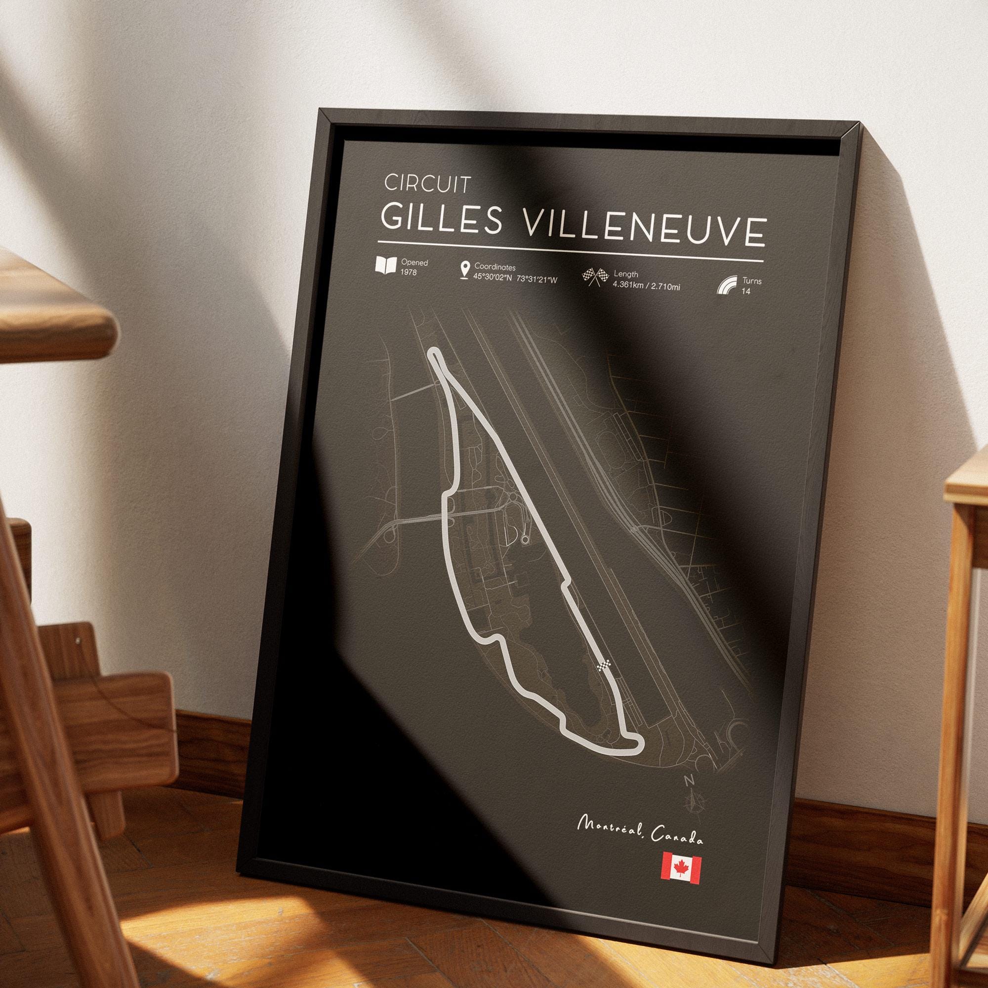 F1 Wall Art Gilles Villeneuve Circuit Poster, Black F1 Track Poster ...