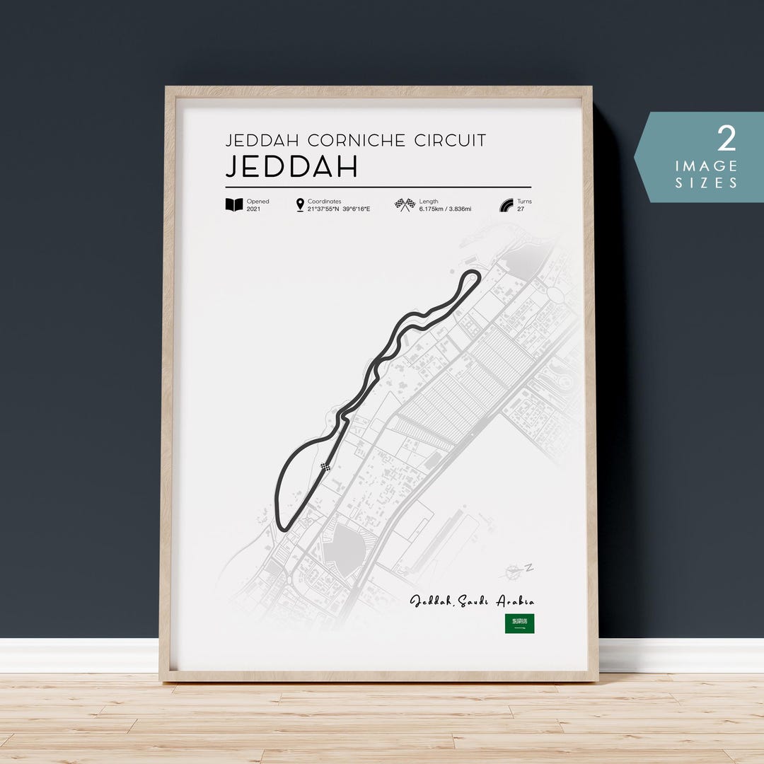 Jeddah F1 Track Poster, Saudi Arabian Grand Prix Circuit, Printable ...