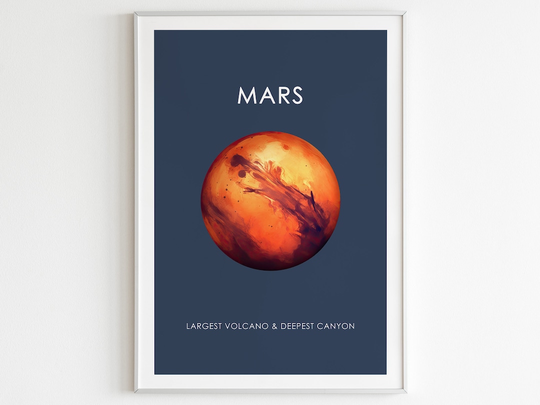 Mars Poster | Minimalist Wall Art, Planet Wall Art, Science Decor ...