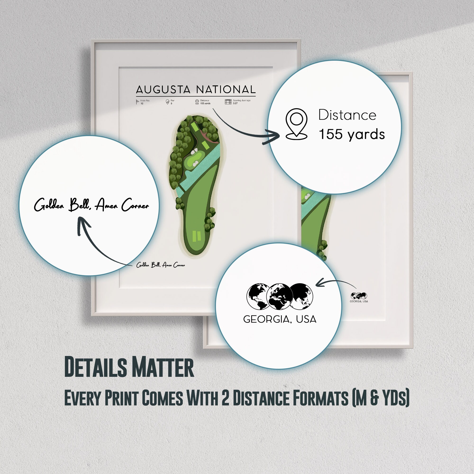 Golf Decor | Golf Poster Augusta National Hole 12 Golf Course Print ...