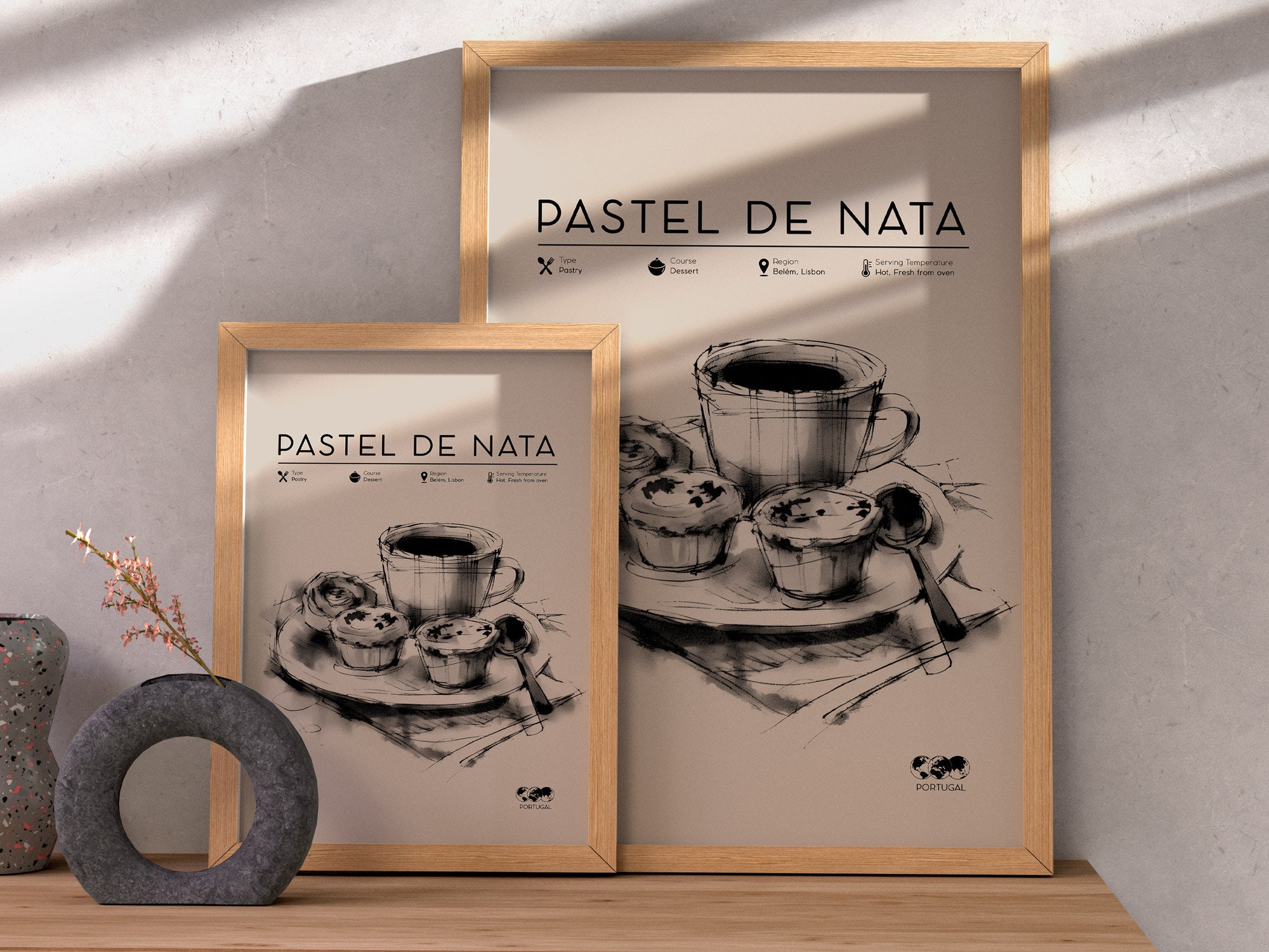 Travel-inspired Pastel De Nata Kitchen Poster - Food Art, Retro Kitchen ...