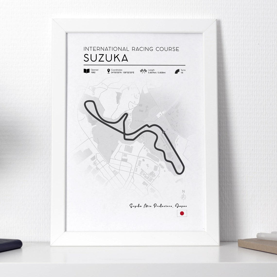 Formula 1 Track Poster Suzuka Japan, Formula 1 Wall Art, F1 Race Poster ...