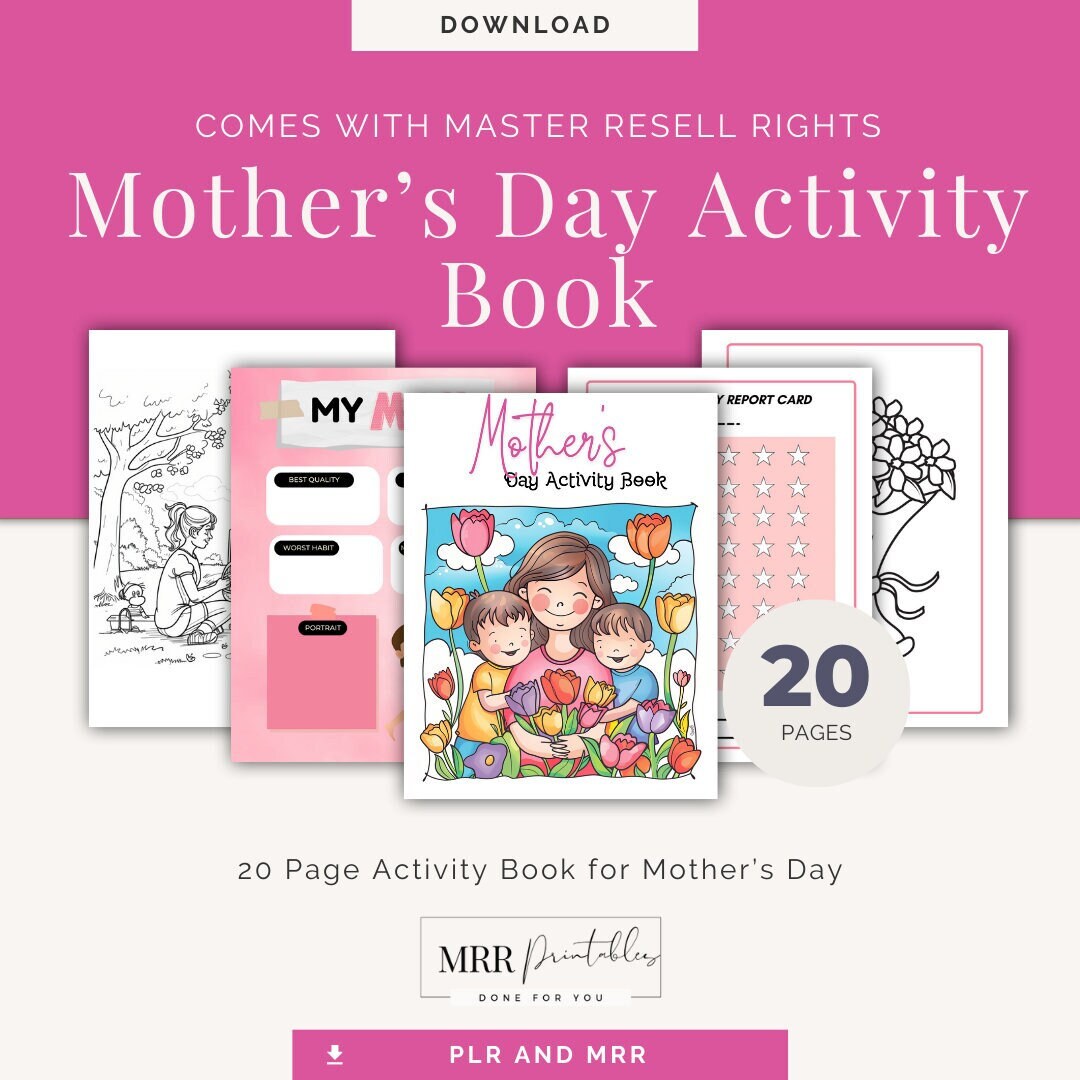 PLR Printable Mother's Day Activity Book, Coloring Book for Kids ...