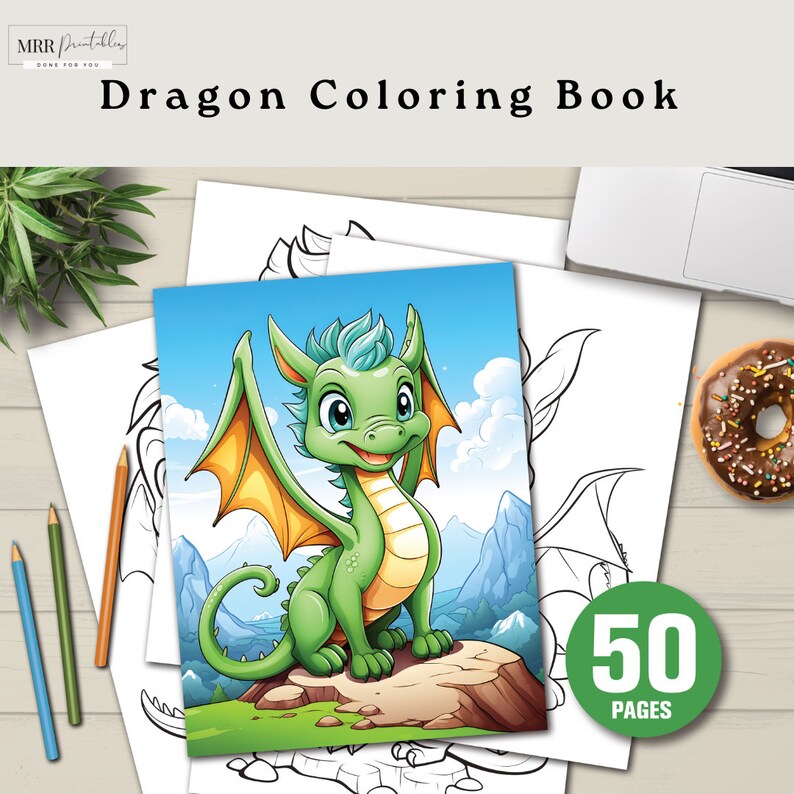PLR Coloring Book Bundle for Kids, Dinosaur and Dragon Coloring Book ...