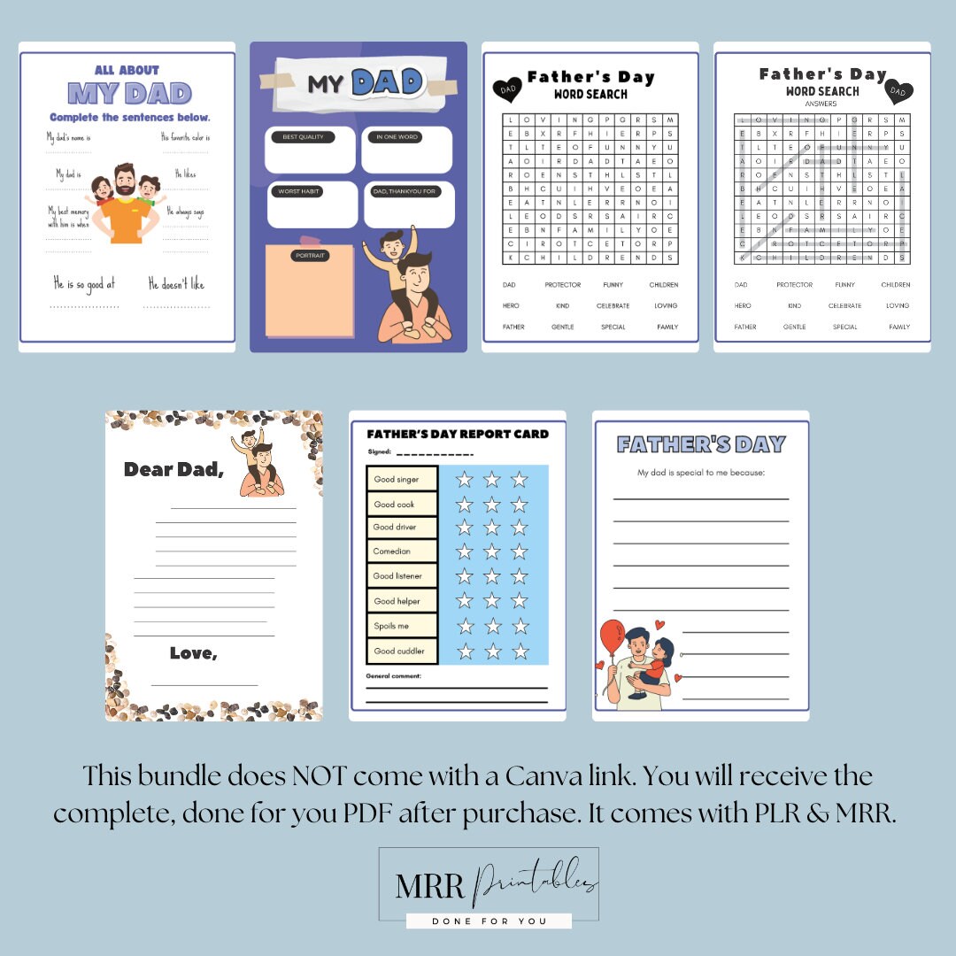 Father's Day Activity Worksheets, Printable Activity Sheets for Kids ...