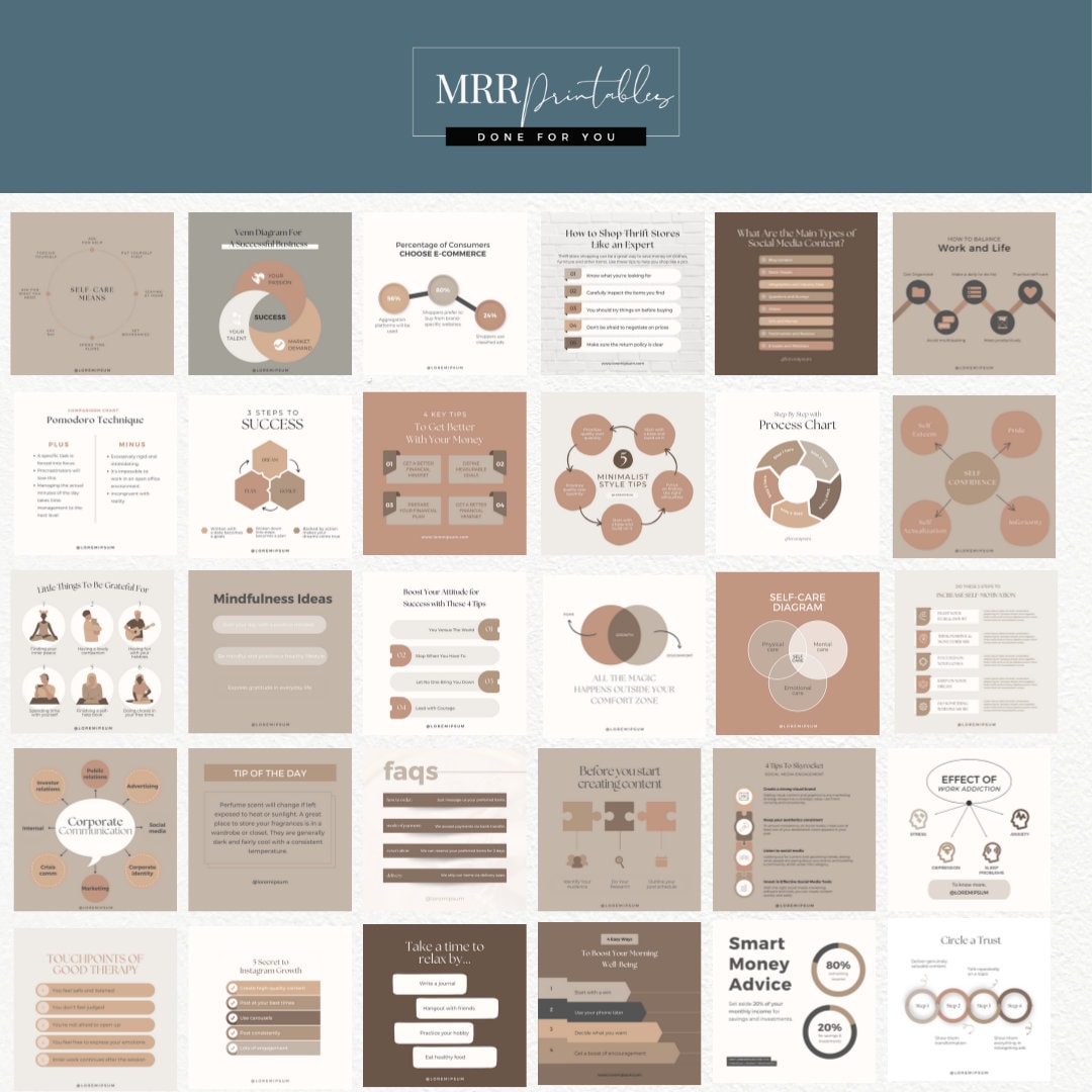 PLR Instagram Infographic Posts, 125 Social Media Posts With Master ...