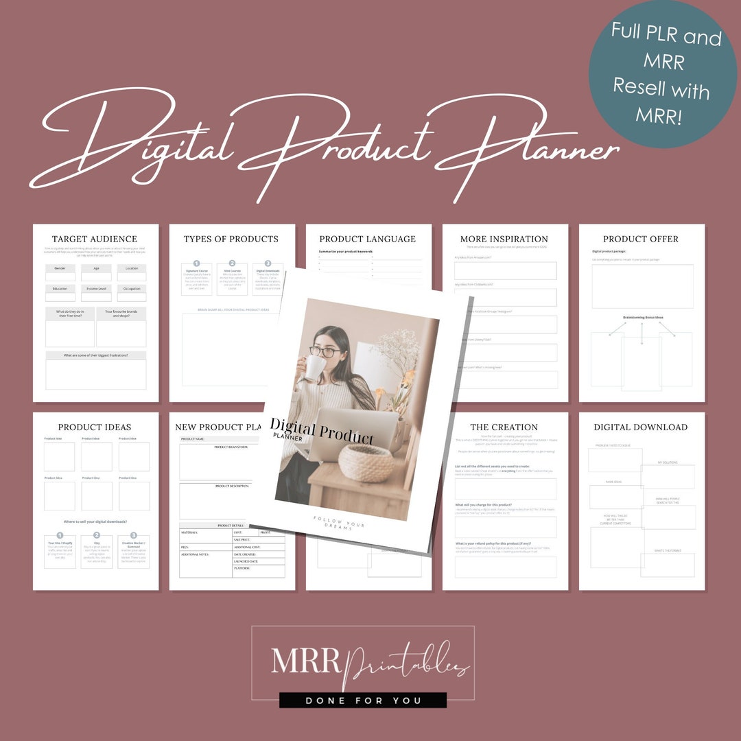 MRR Printable Digital Product Planner, Design Digital Products, Planner With PLR - Etsy