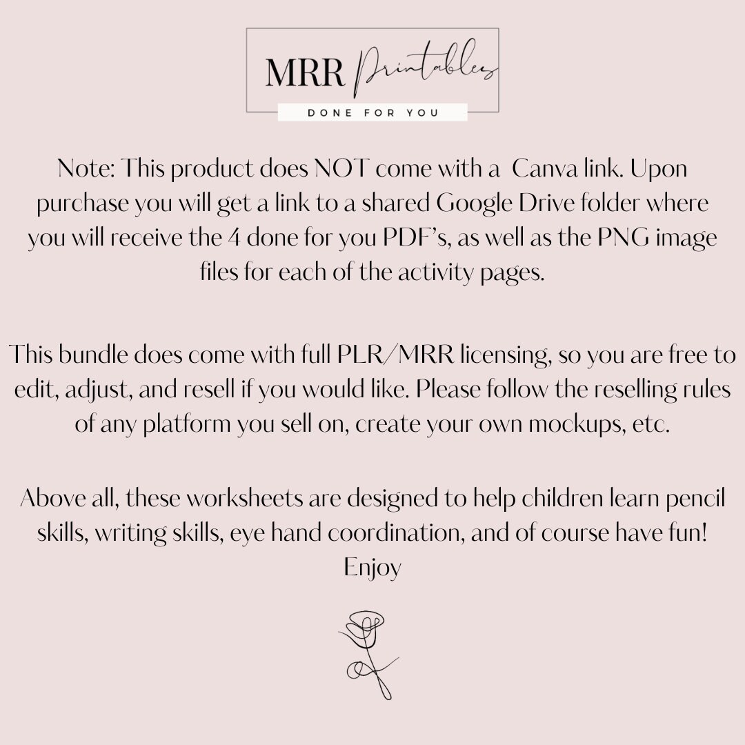 PLR Tracing Worksheets for Kids With Master Resell Rights, Printable ...