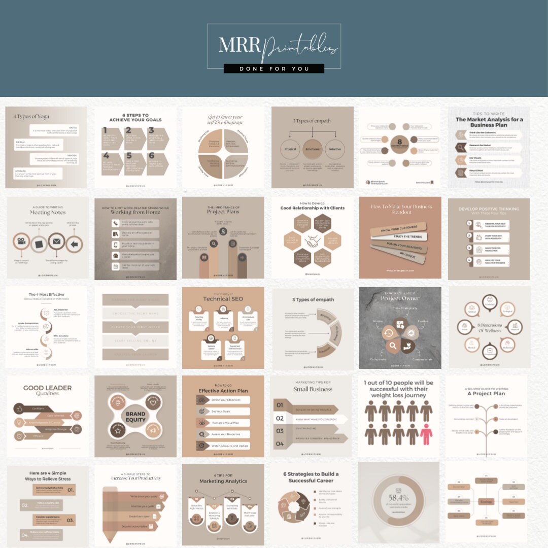 PLR Instagram Infographic Posts, 125 Social Media Posts With Master ...