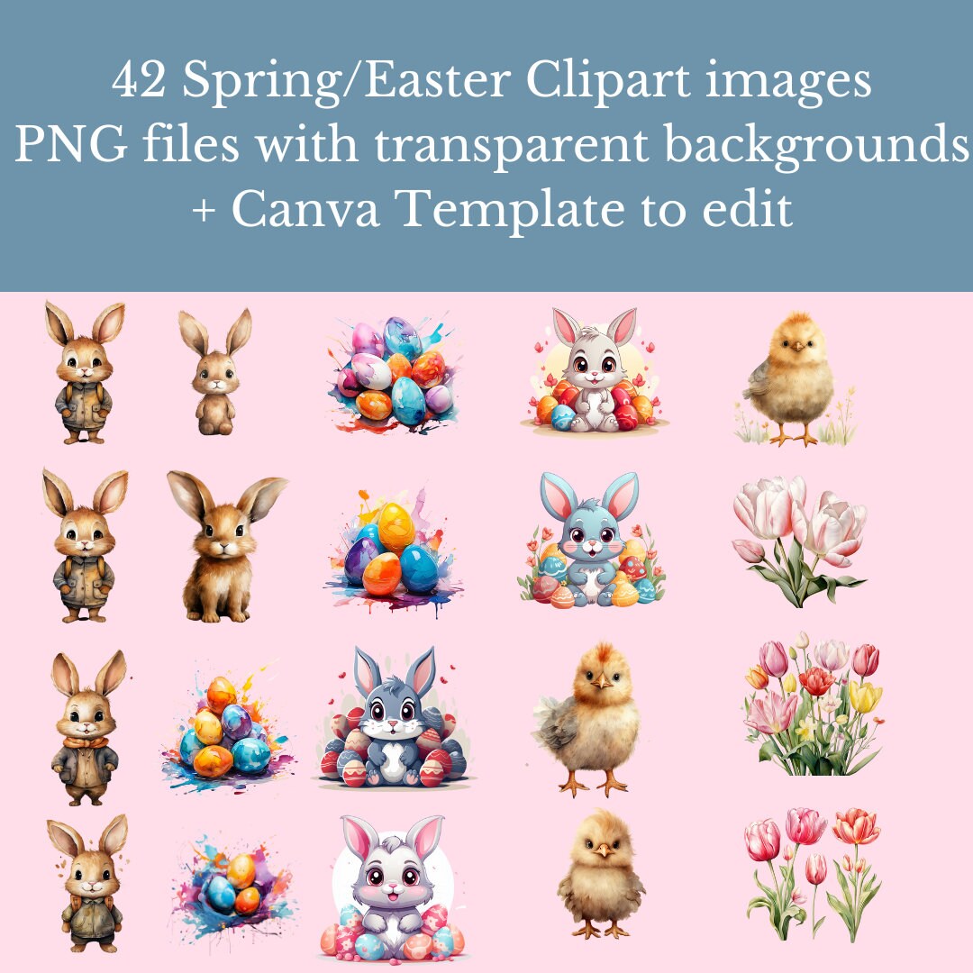 Easter & Spring Clipart With PLR/MRR, PNG Clipart Files, Clipart With ...