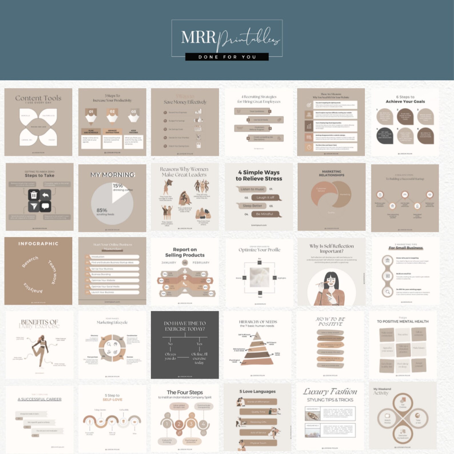 PLR Instagram Infographic Posts, 125 Social Media Posts With Master ...