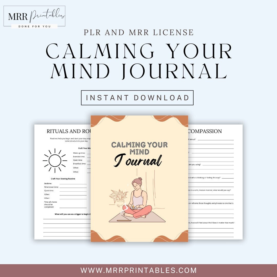 PLR Printable Calming Your Mind Journal, Journal With Master Resell ...