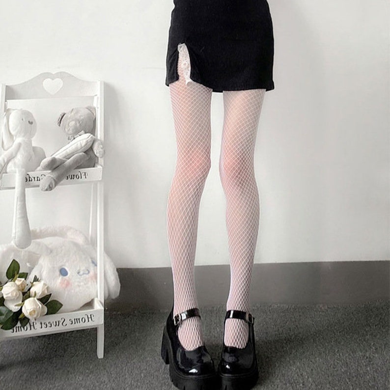 Sexy Fishnet Stockings, Mesh White and Black Stockings, Sexy Netted ...