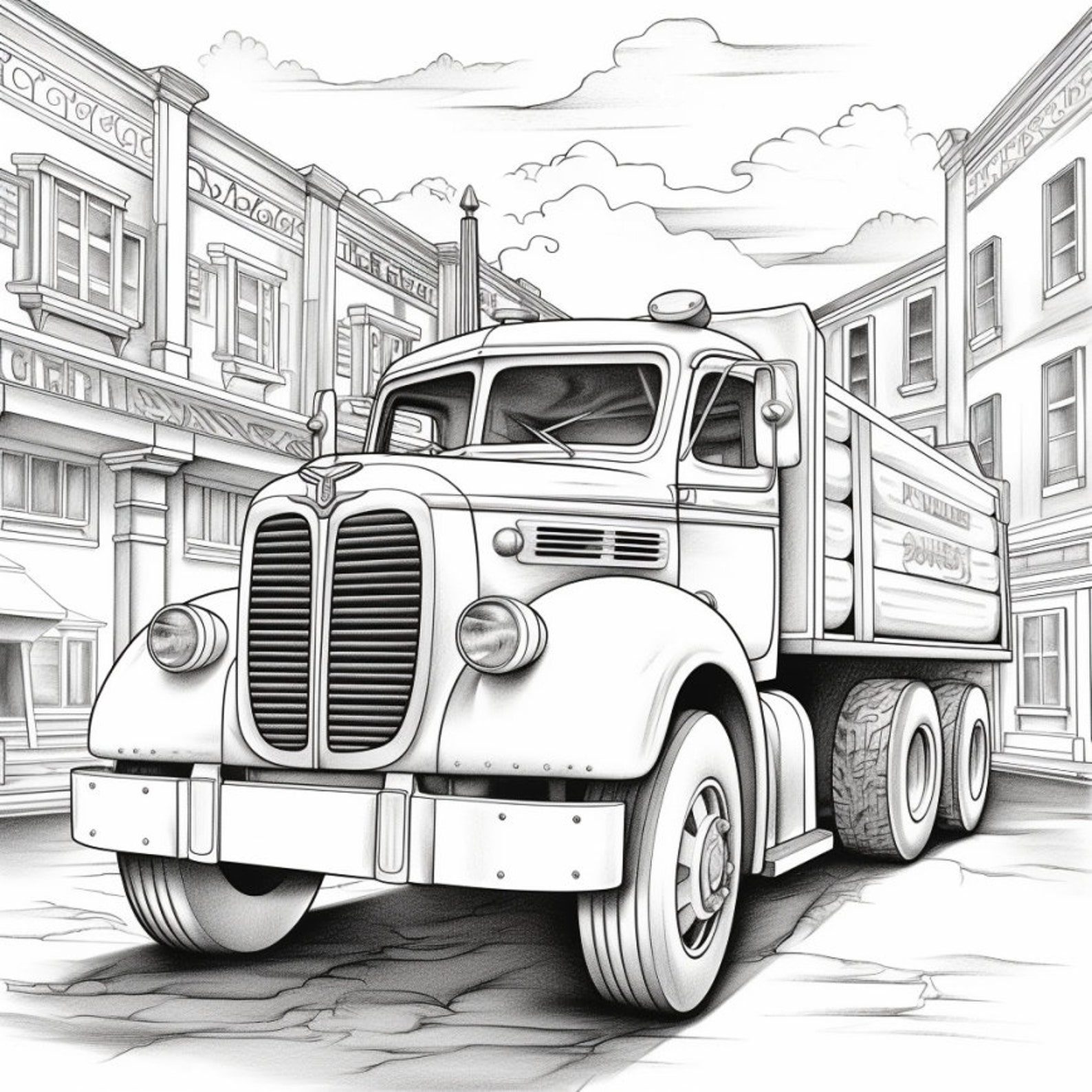 Truck 1 Coloring Picture | Instant Download | Unlimited Prints - Etsy