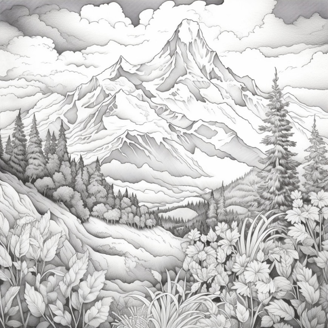 Mountain Meadow III Coloring Print - Etsy