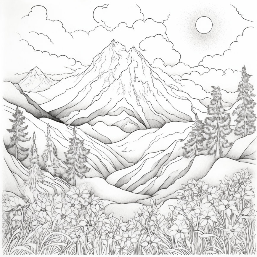 Mountain Coloring Print | Instant Download | Unlimited Prints - Etsy