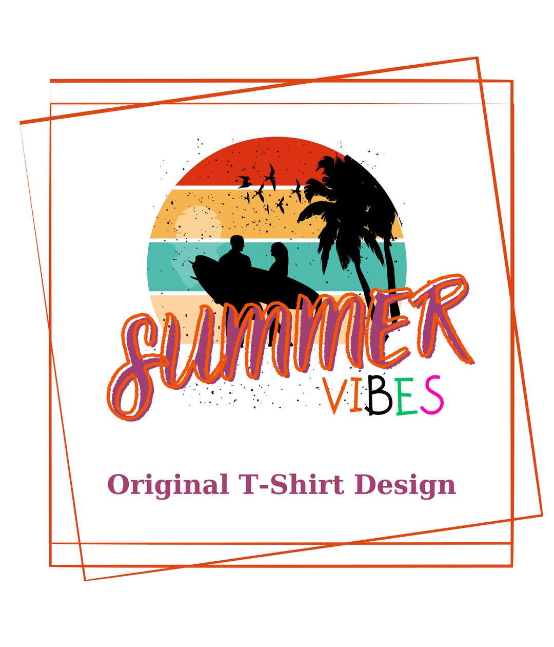 Ready-to-print Summer Vibes Design, Ready-to-print Png Summer Design ...