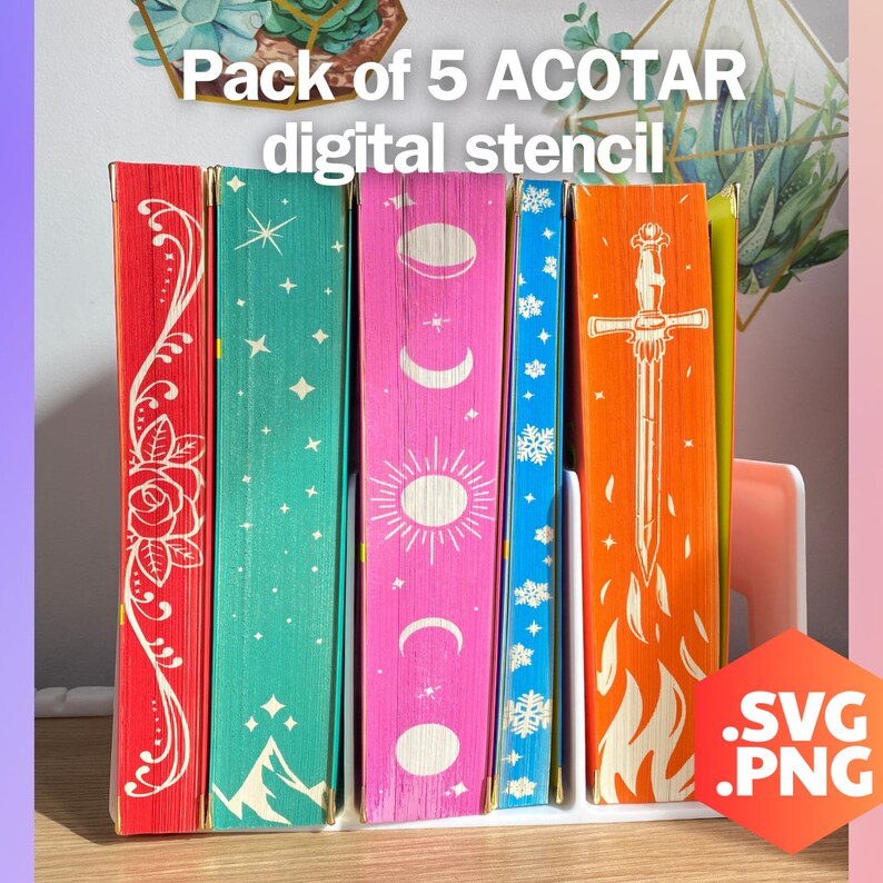 ACOTAR Book Edge Stencil Templates Sarah J. Maas Inspired DIY Edge ...