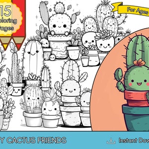 Happy Cacti Coloring Pages | INSTANT DOWNLOAD, Coloring Pages for Kids ...