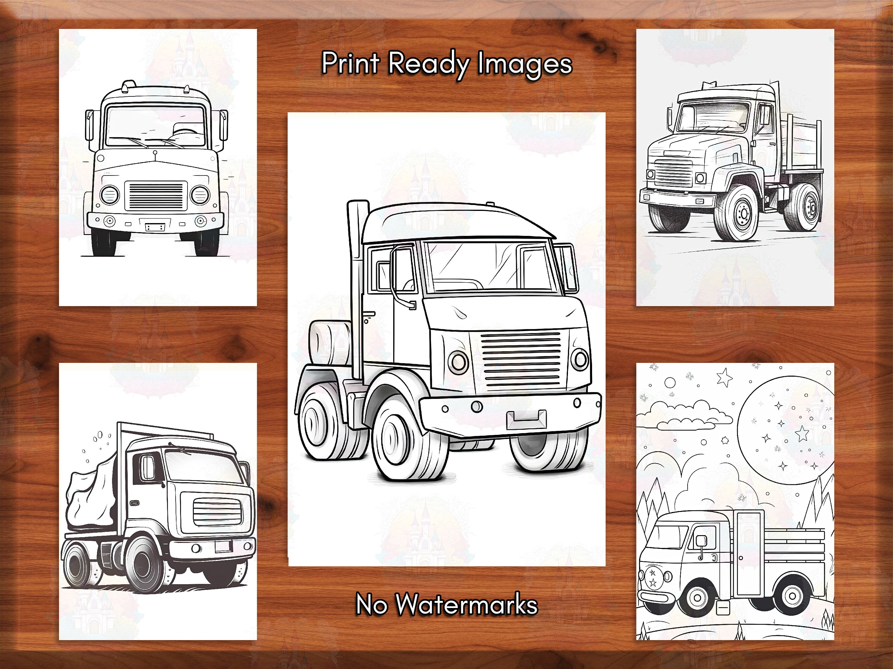 Trucks Coloring Pages | INSTANT DOWNLOAD Coloring Pages for Kids, Adult ...