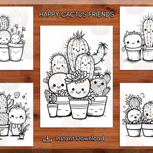 Happy Cacti Coloring Pages | INSTANT DOWNLOAD, Coloring Pages for Kids ...