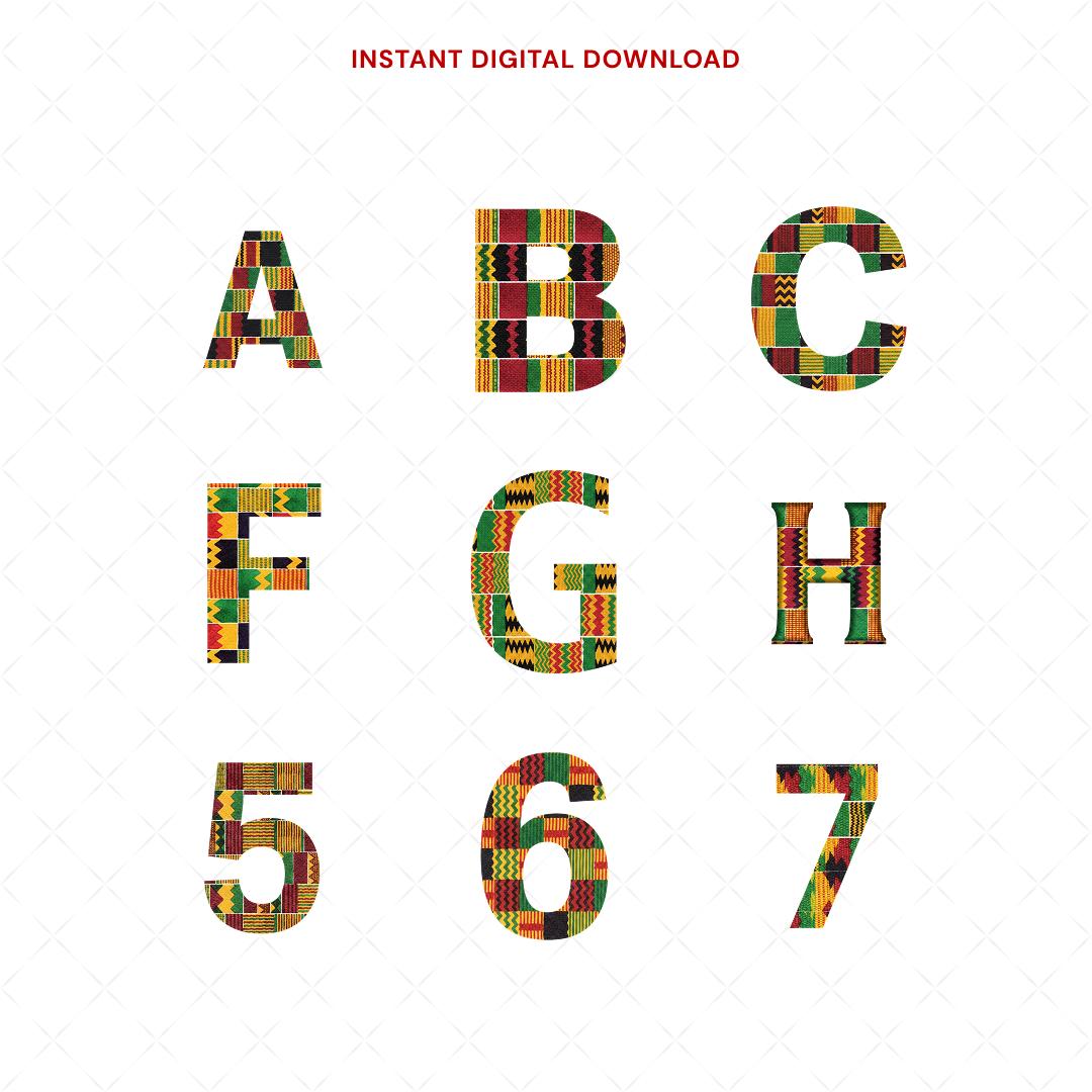 African Patterned Alphabet, Kente Cloth Letters, Tribal Numbers PNG ...