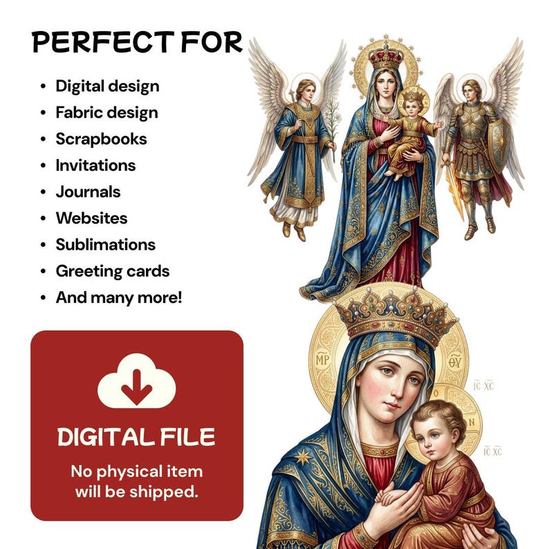Our Lady of Perpetual Help Clipart, Catholic Mother Graphic, Religious ...