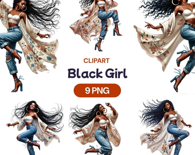 Happy Black Girl Clipart, Cute Watercolor African American Woman ...