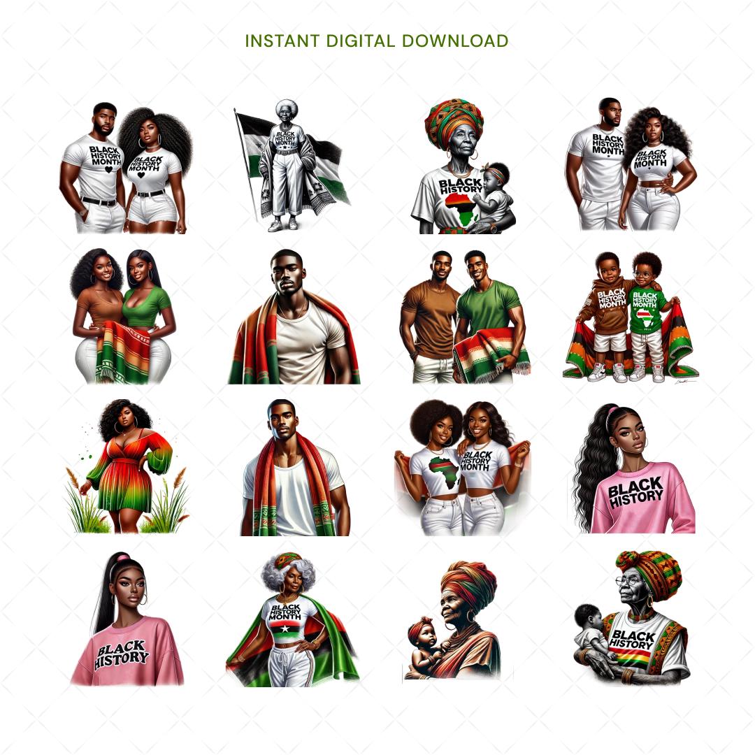 Black History Month Clipart, Watercolor African American Family PNG ...