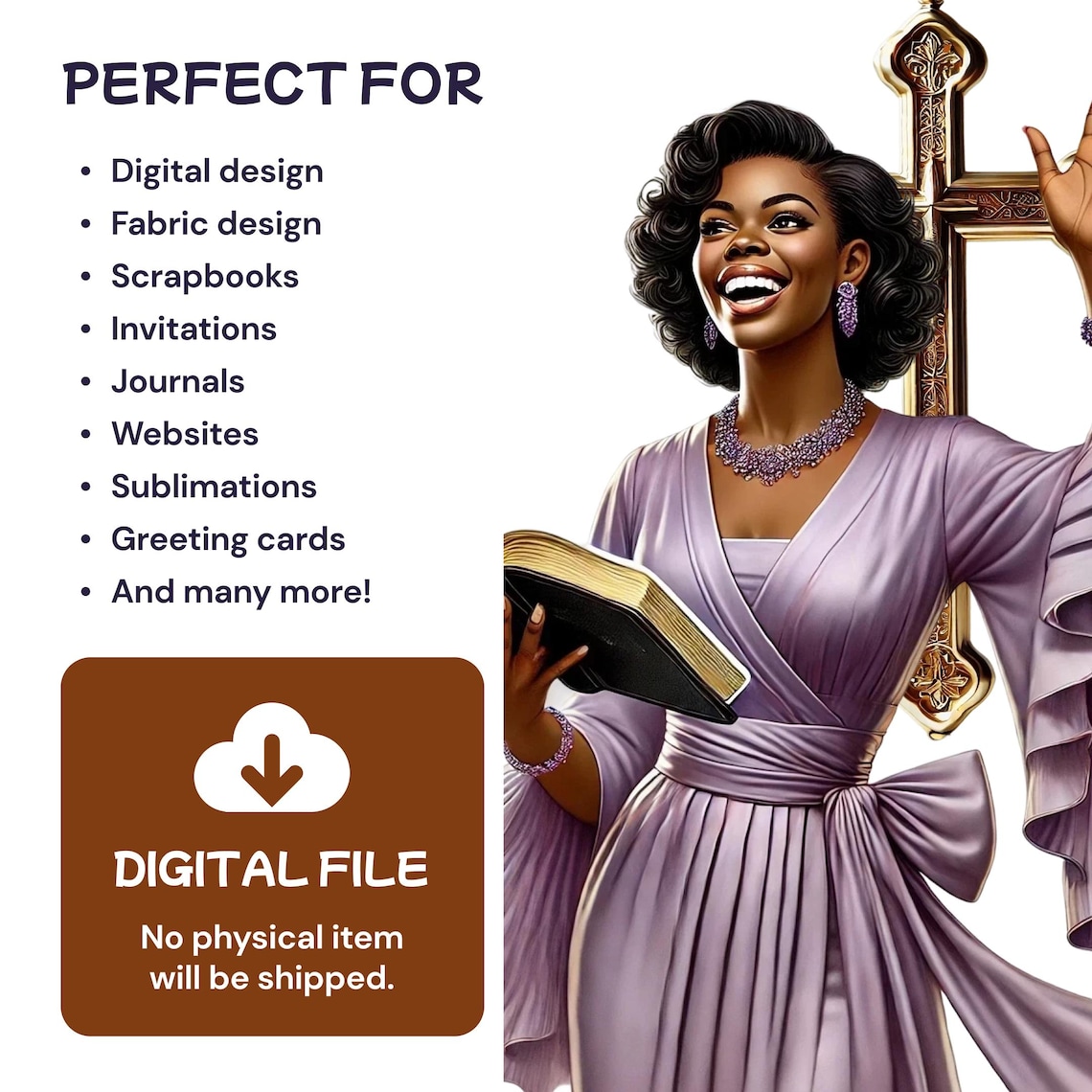 Black Women at Church Praying Clipart, African American Female Devotee ...