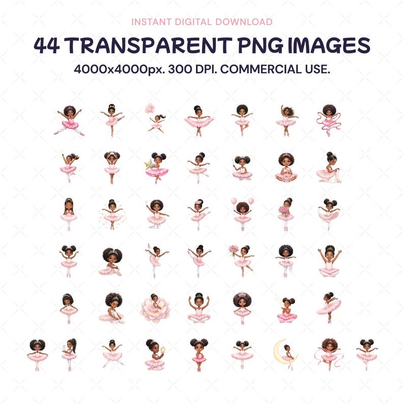 Little Black Ballerina PNG Clipart, Cute Watercolor African American ...