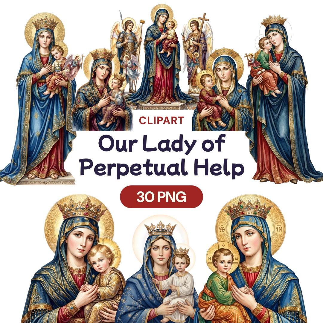 Our Lady of Perpetual Help Clipart, Catholic Mother Graphic, Religious ...