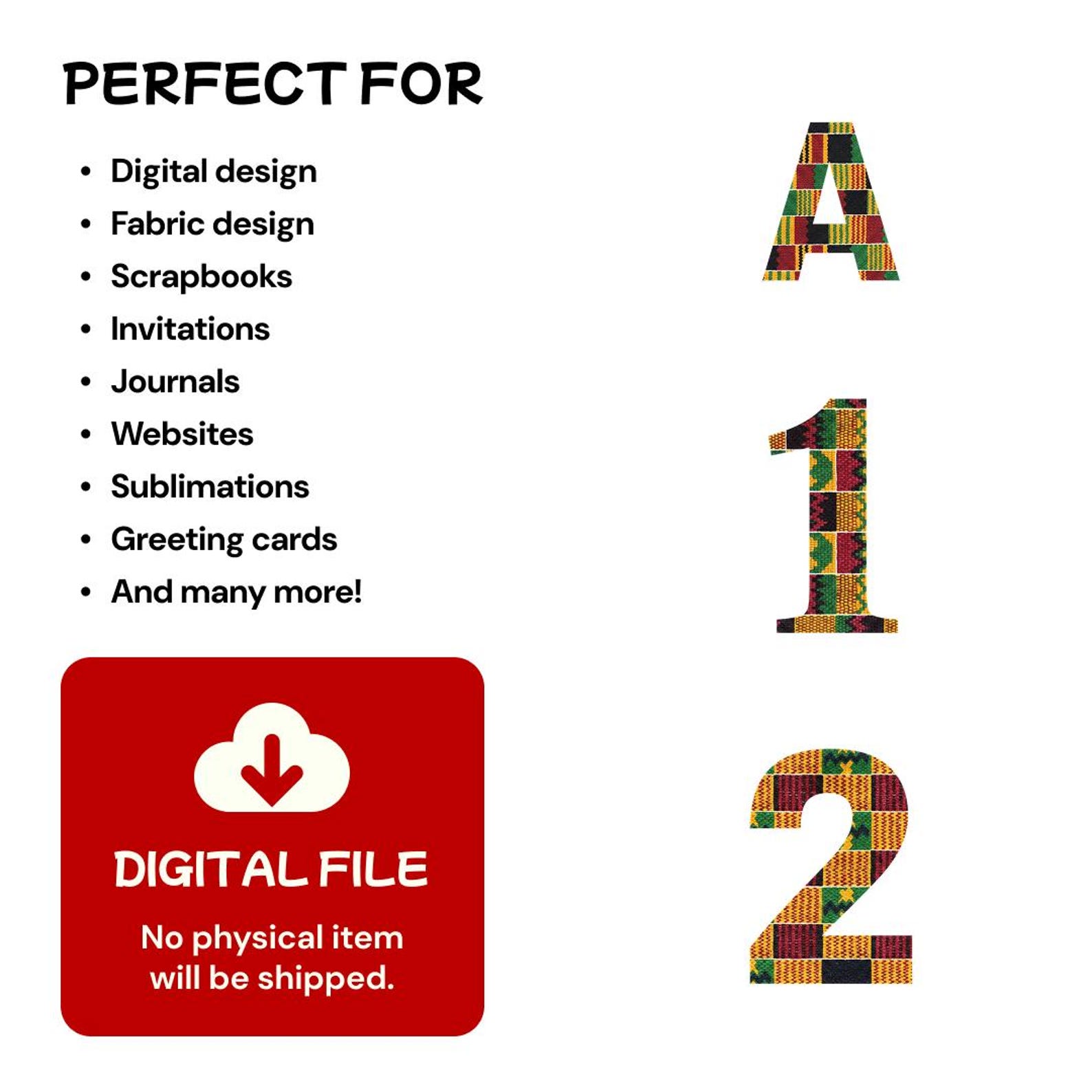 African Patterned Alphabet, Kente Cloth Letters, Tribal Numbers PNG ...