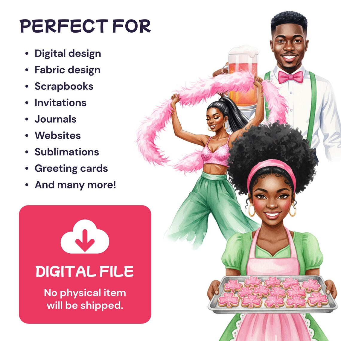 Pink St Patricks Day Clipart, African American PNG, Black Girly ...
