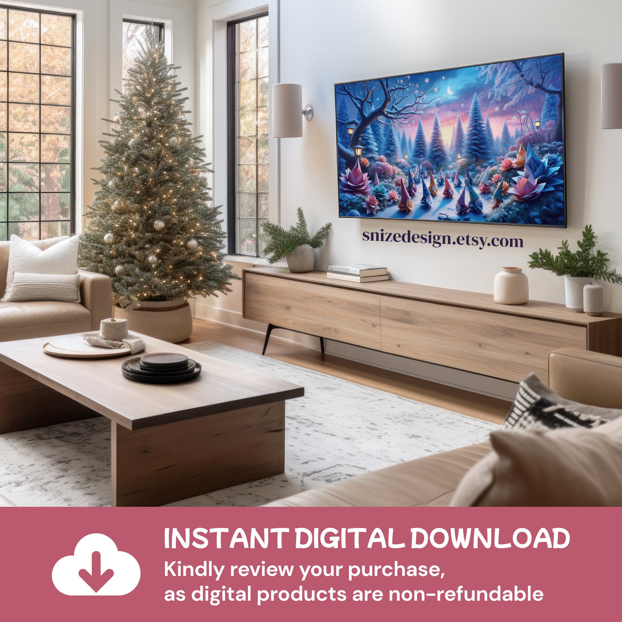 Christmas Gnomes Samsung Frame TV Art Bundle, Winter Xmas Downloadable ...