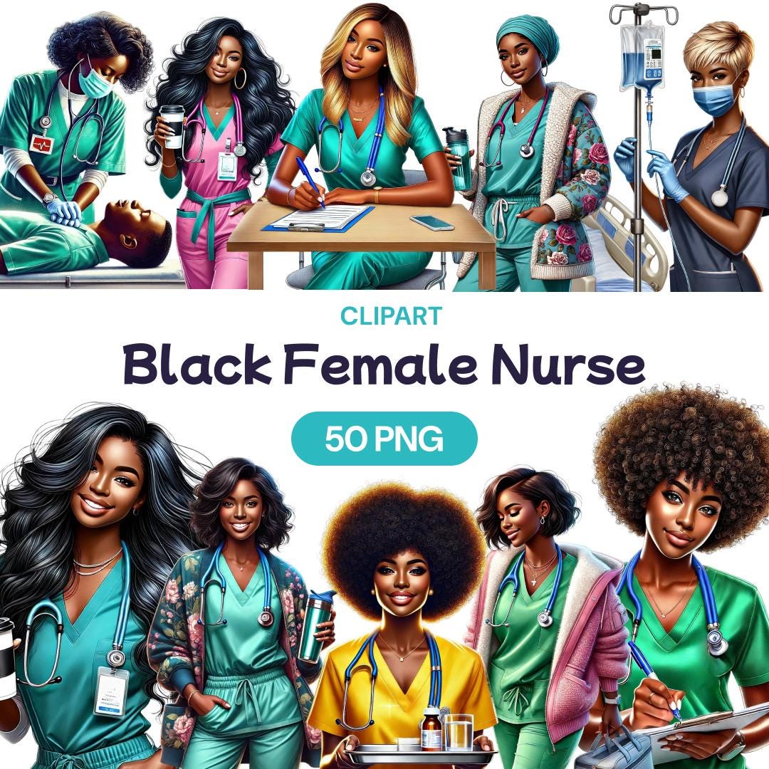 Black Female Nurse Clipart, Watercolor African American Medical ...