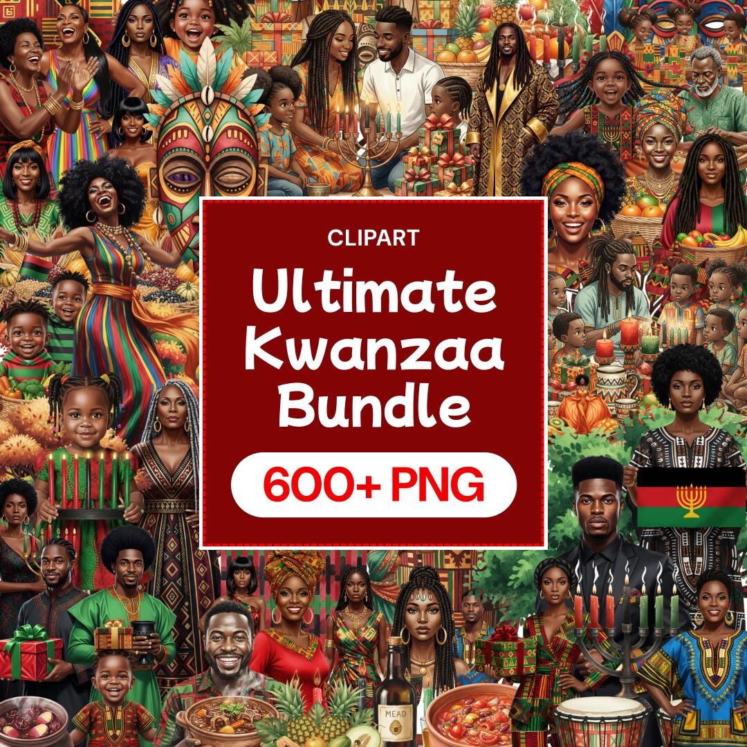 Ultimate Kwanzaa Clipart Bundle, African American Heritage PNG, Black ...