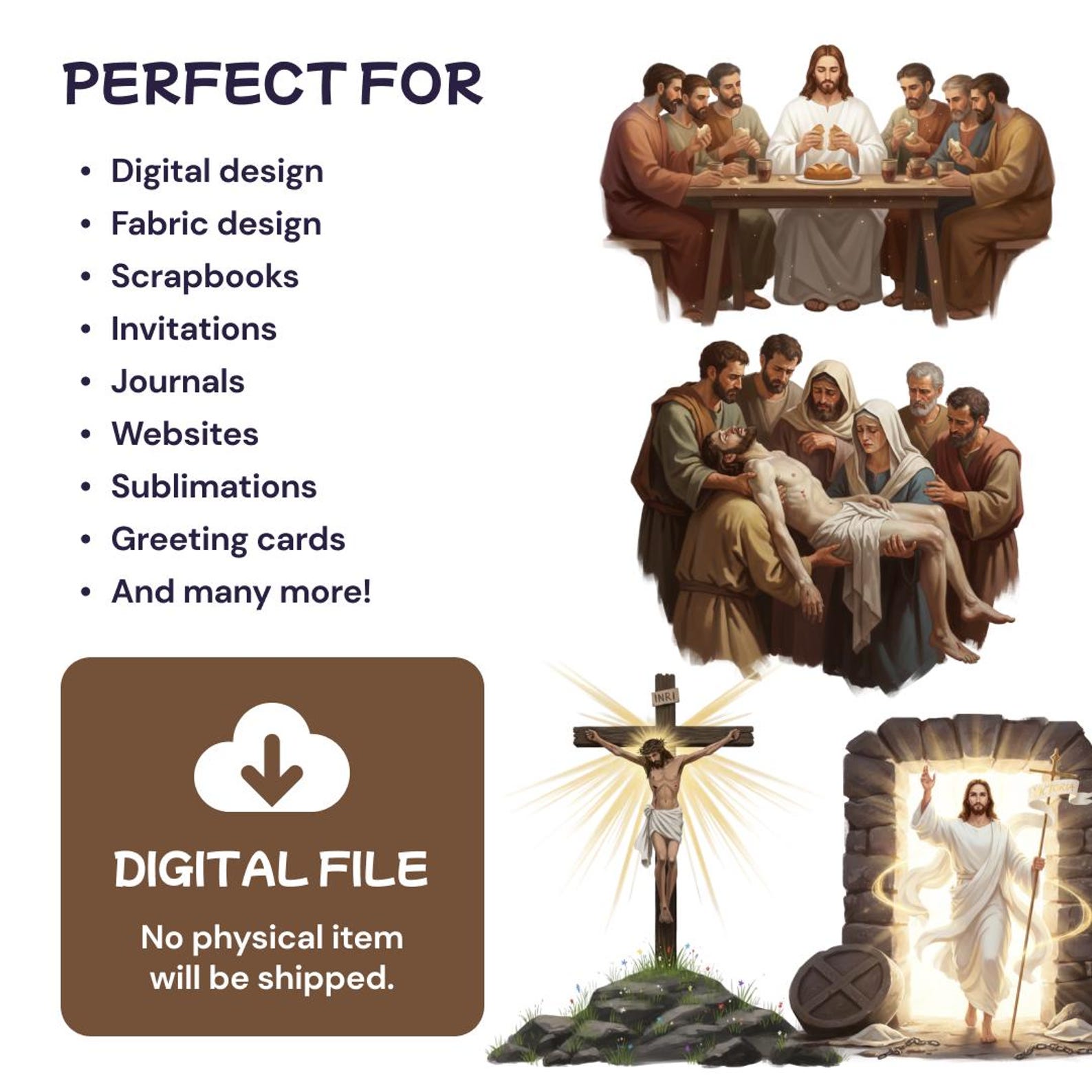 Easter Jesus Clipart, 115 Holy Week PNG, Watercolor Bible Story, Palm ...