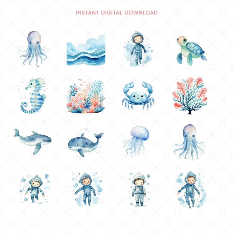 Undersea Clipart, Watercolor Fish Transparent PNG, Cute Ocean Animal ...