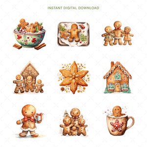 Watercolor Gingerbread Man Clipart, Cute Christmas Cookie Transparent ...