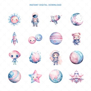 Pastel Outer Space Clipart, Cute Watercolor Stars Transparent PNG ...