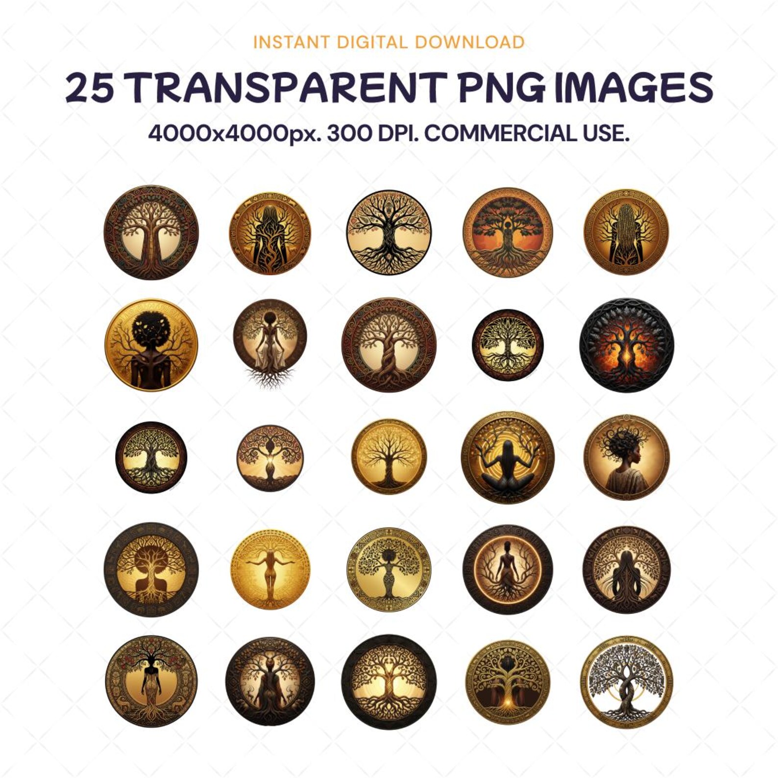 African Tree of Life Clipart, 25 Tribal Roots PNG, Black Woman ...