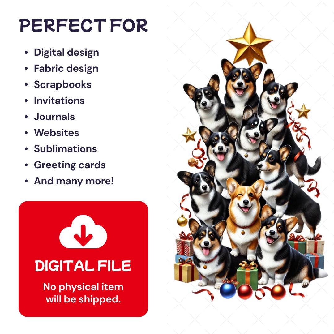 Christmas Black Corgi Clipart, Watercolor Cute Baby Dog PNG, Kawaii Pet ...