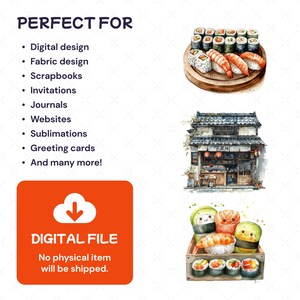 Cute Watercolor Sushi Clipart, Kawaii Japanese Asian Cuisine ...
