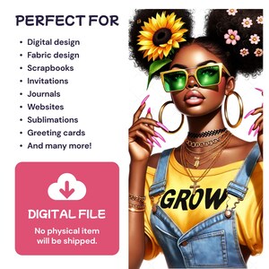 Black Women Empowerment Streetwear Clipart, Watercolor African American ...