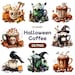 Halloween Coffee Clipart, Cute Watercolor Hot Choco Drink PNG, Scary ...