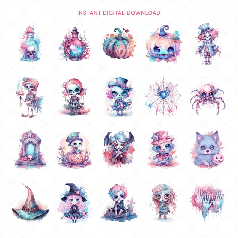 Pastel Halloween Clipart PNG, Cute Pastelloween Watercolor Bundle ...