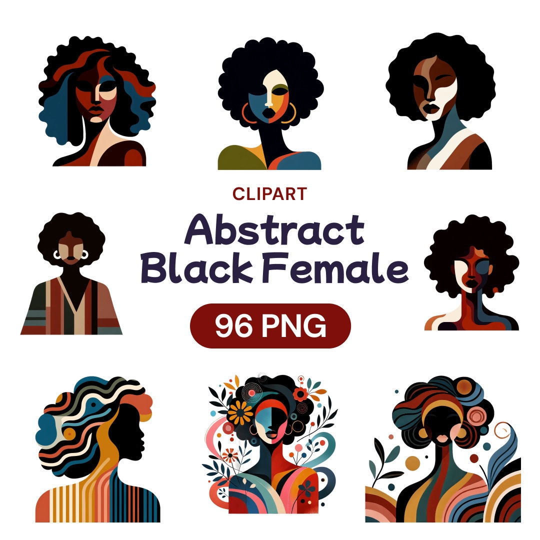 Abstract Black Female Clipart, Watercolor African American Women ...