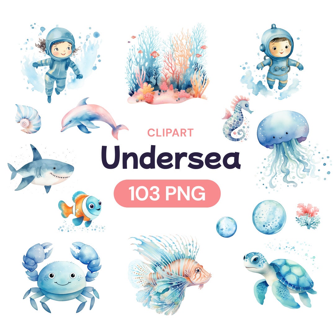 Undersea Clipart, Watercolor Fish Transparent PNG, Cute Ocean Animal ...